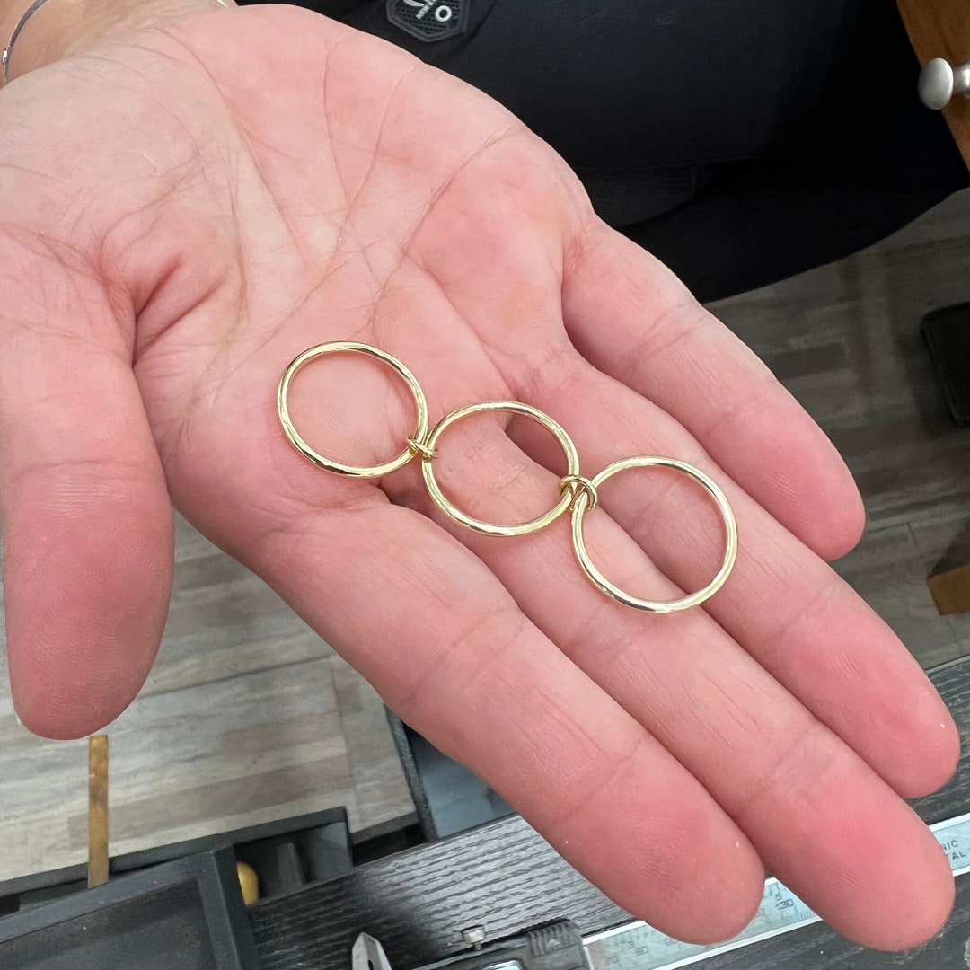 14K Solid Gold Multi Link Connected Ring Set3 Handmade in US ...