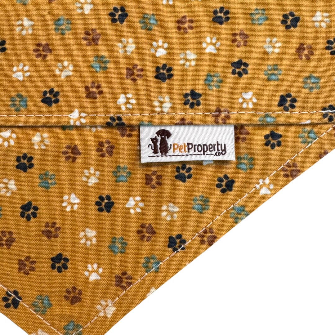 Over the Collar Pet Bandana - Multi Color Paws on Mustard - Etsy