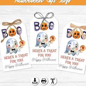 Boo Here's a Treat for You Gift Tags - Halloween Gift Tags - Instant ...