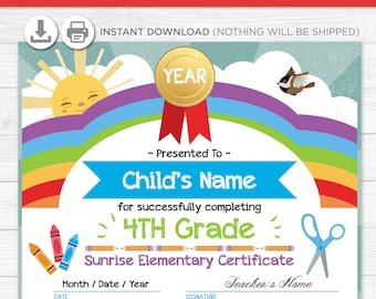 Elementary School Graduation Diploma Certificate - Kindergarten ...