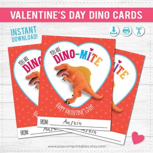 Printable Valentine's Day Dino-mite Card 4X5 PDF - Etsy