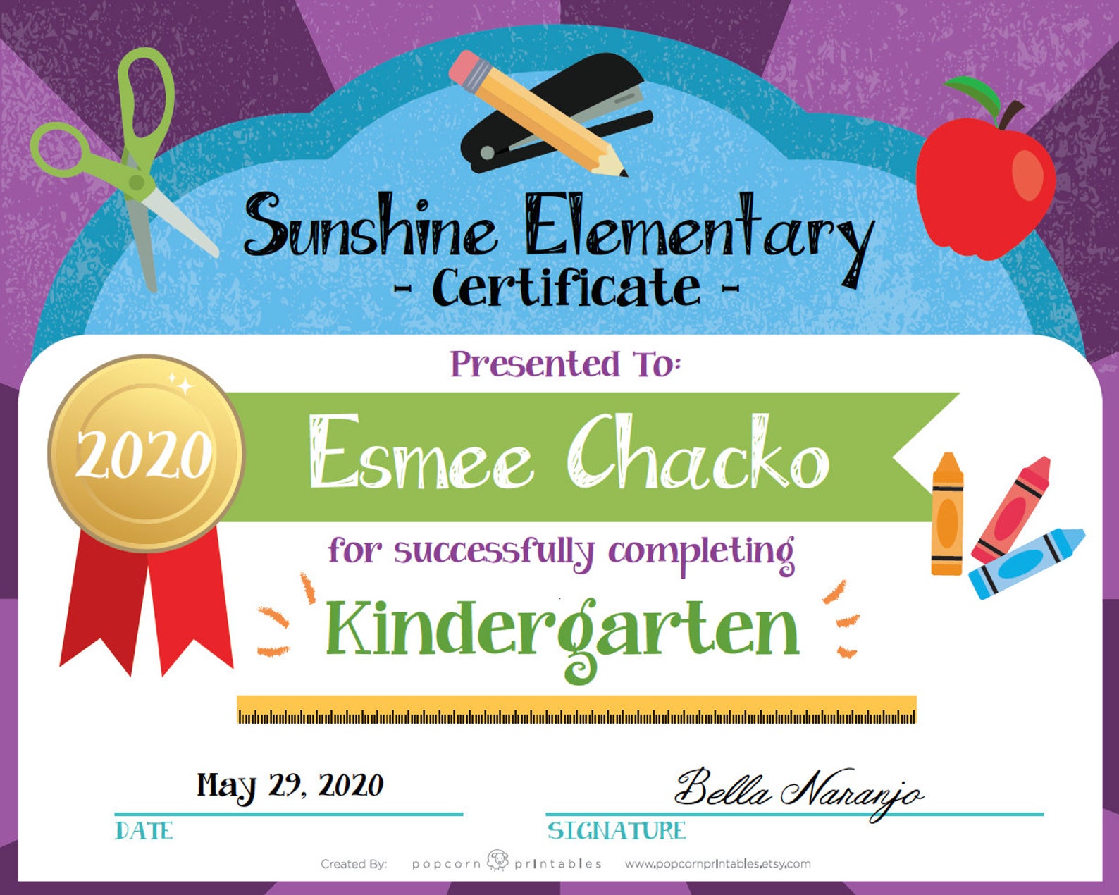 Elementary School Graduation Diploma Certificate - Etsy