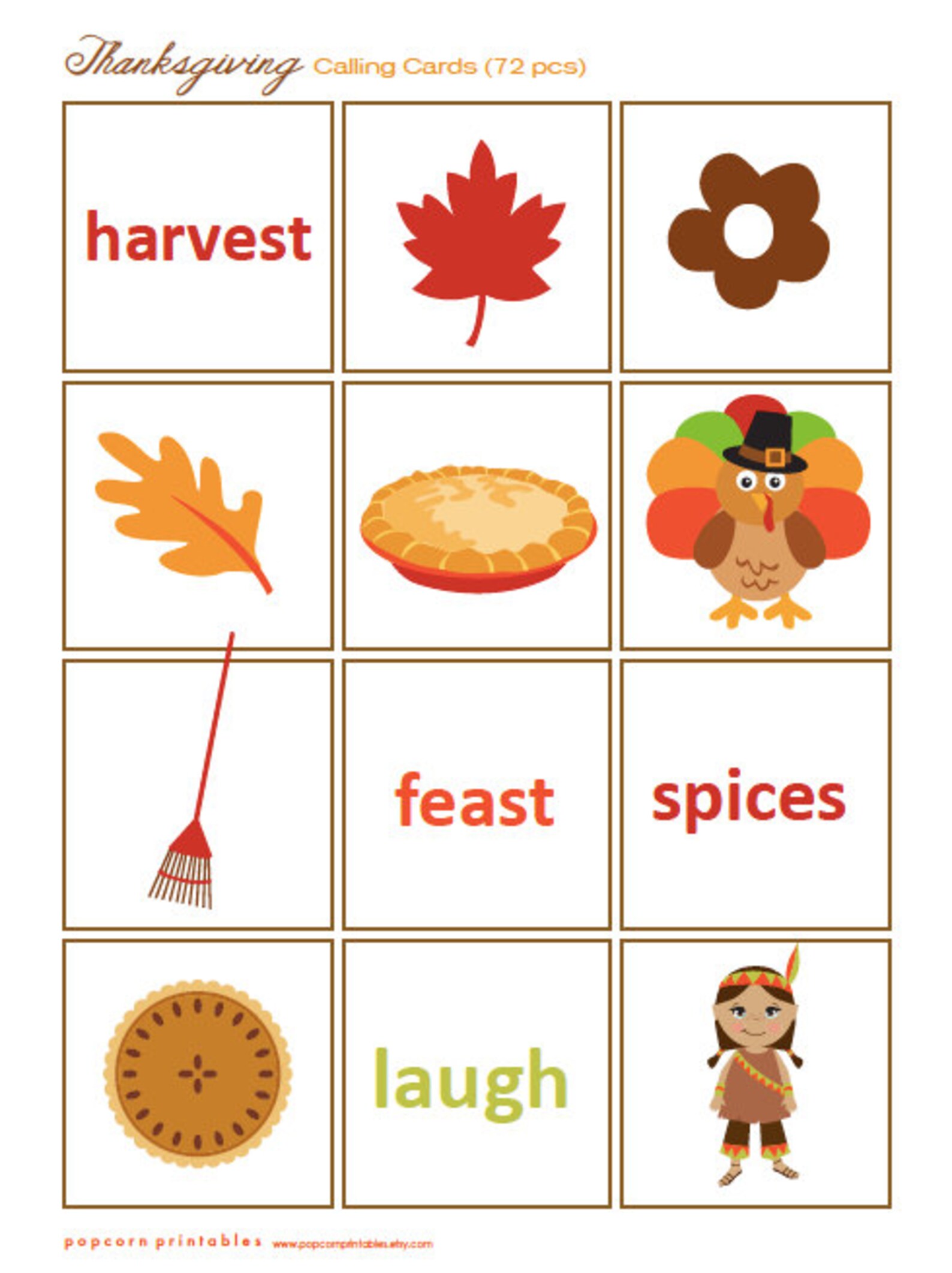Thanksgiving BINGO Printable Instant Download PDF Fun Family - Etsy