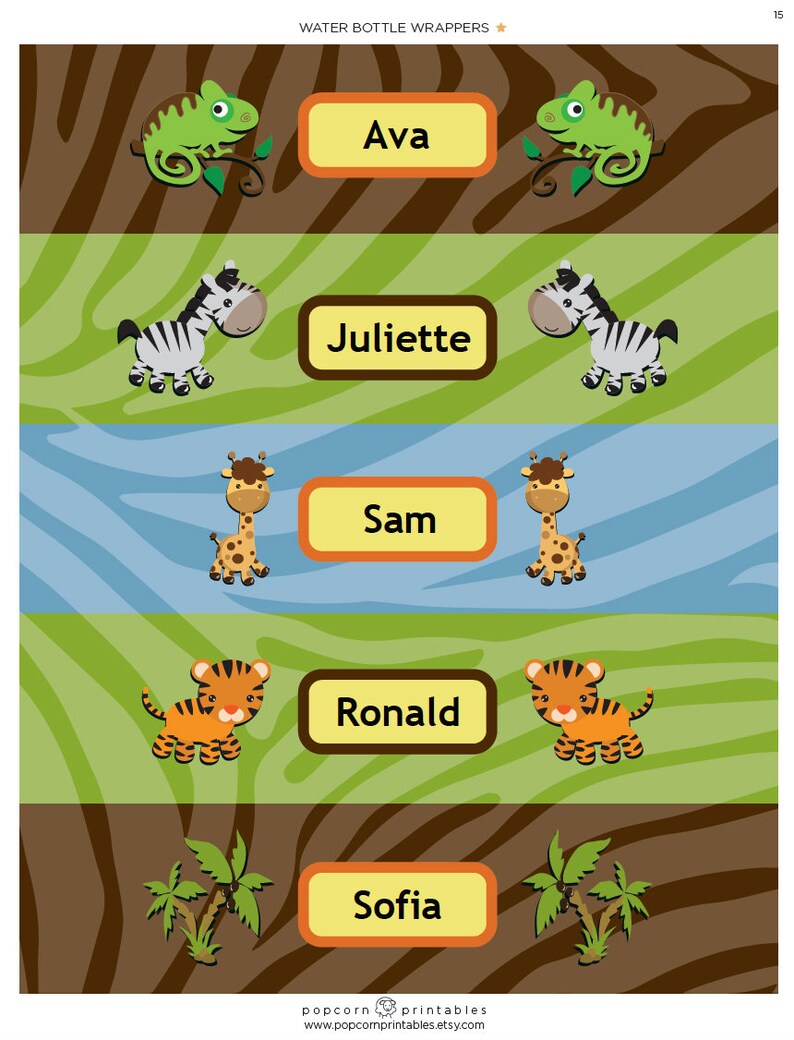 Cute Safari Printable Party Package Birthday Collection | Etsy