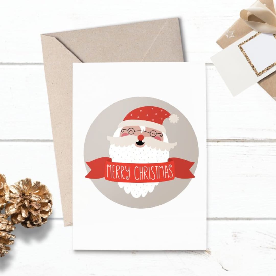 Santa Clause Printable Greeting Card 5X7 PDF Instant Download Print at ...