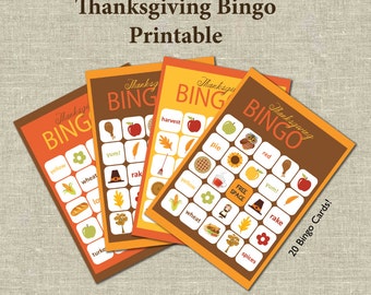 Thanksgiving BINGO Printable Instant Download PDF Fun Family - Etsy