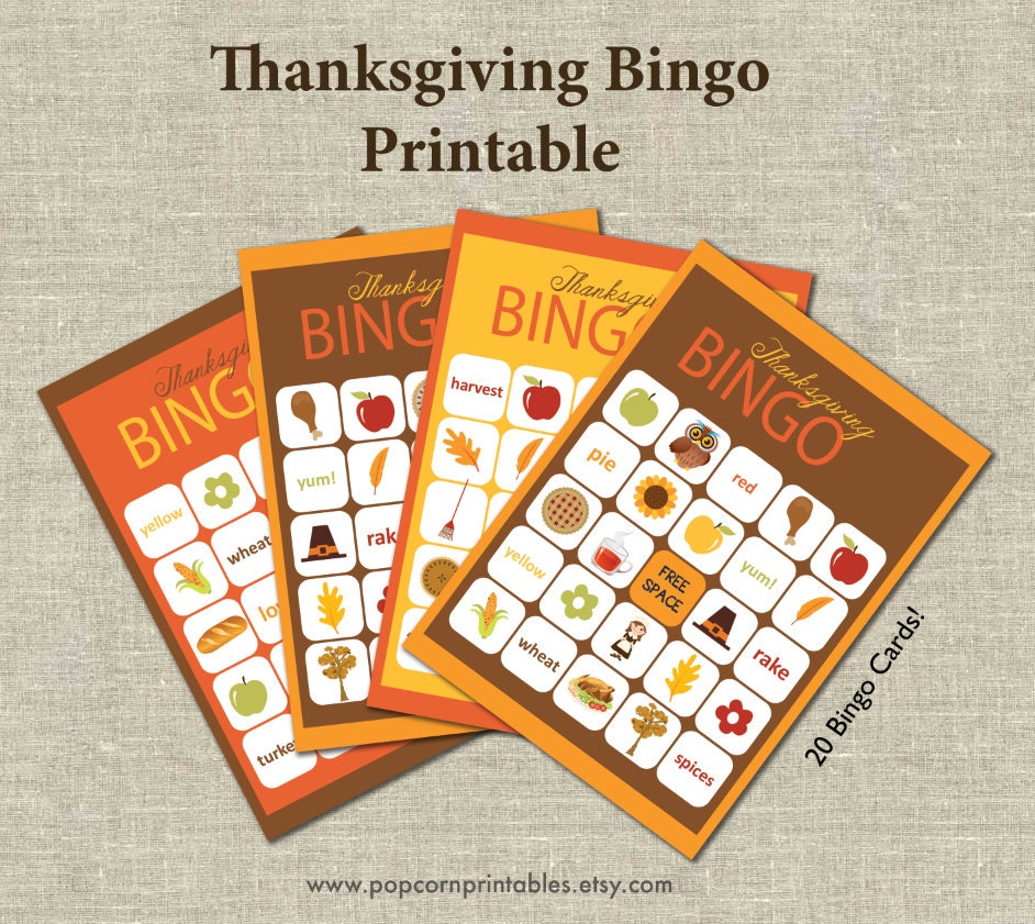 Thanksgiving BINGO Printable Instant Download PDF Fun Family - Etsy