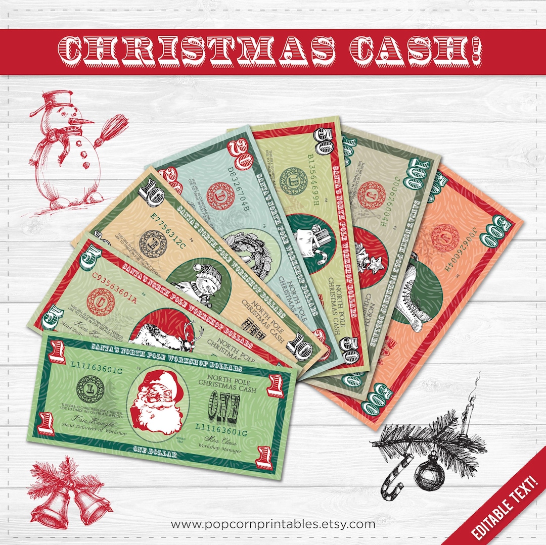 Christmas Cash - Play Money - Instant Download PDF File - School Party ...