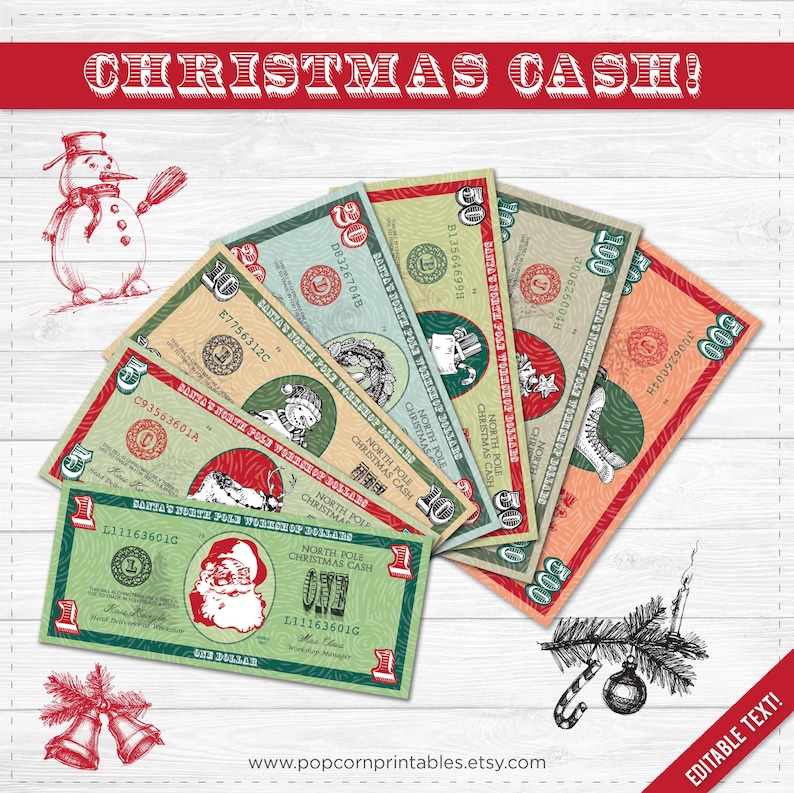 Christmas Cash - Play Money - Instant Download PDF File - School Party ...