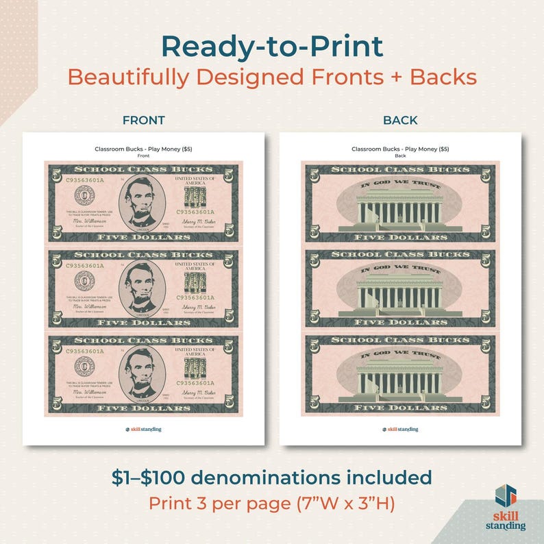 Editable Classroom Bucks – Printable Classroom Money System | Reward ...
