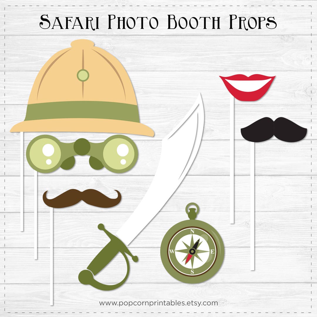 Safari Photo Booth Props Lips & Mustaches DIY Instant Download Print at ...