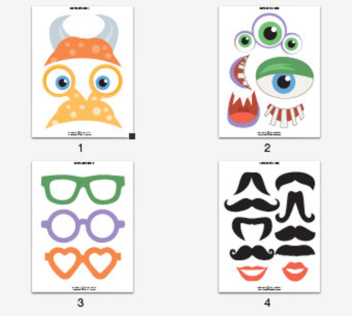 Monster Photo Booth Props Lips & Mustaches DIY Instant - Etsy