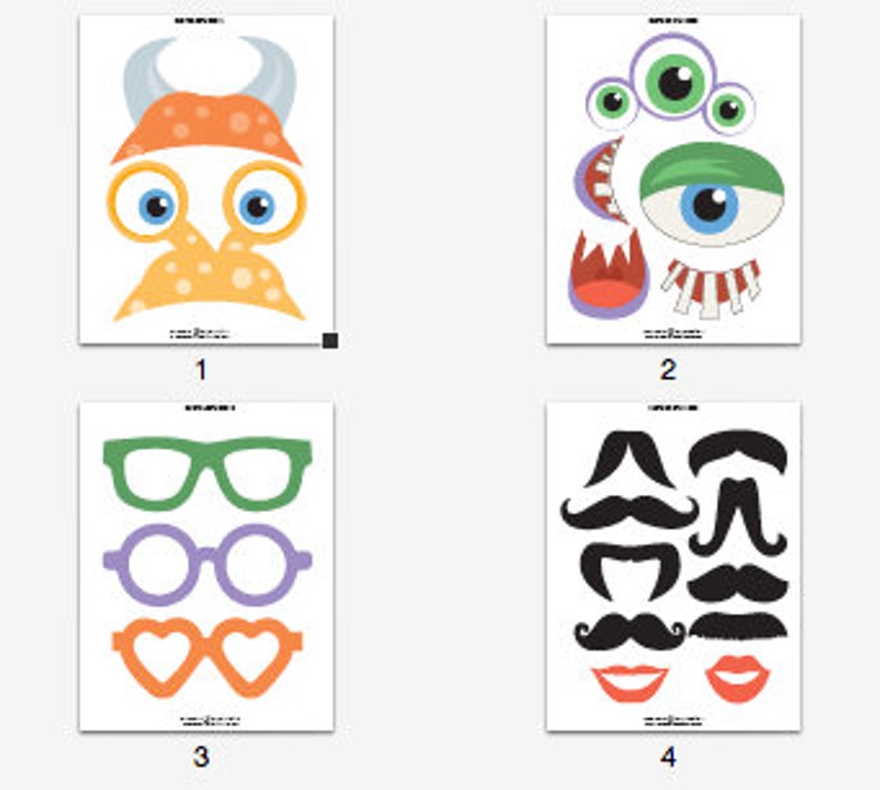 Monster Photo Booth Props Lips & Mustaches DIY Instant - Etsy