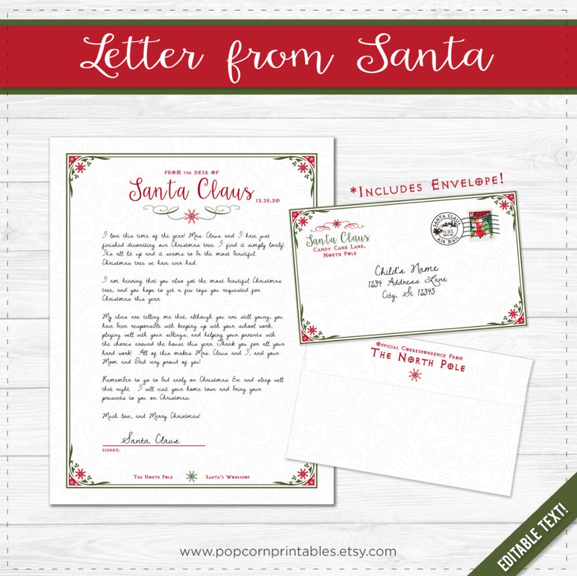Letter From Santa Claus - Instant Download PDF File - Fully Editable ...