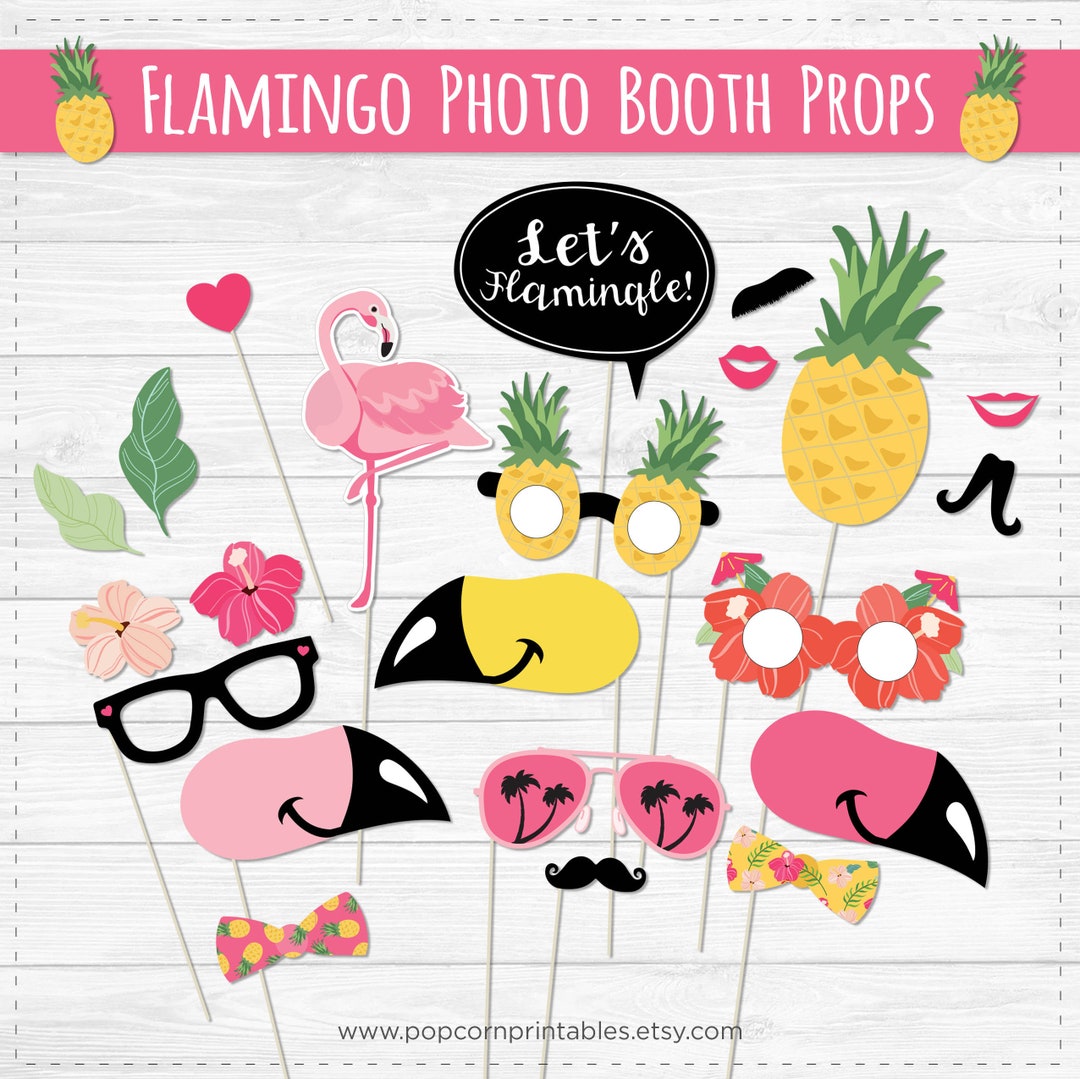 Flamingo Photo Booth Props- Diy Instant Download- Adobe Reader - Flower ...