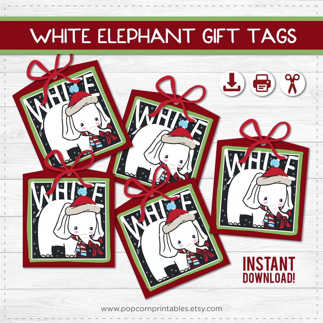 White Elephant Gift Tags - Printable- Instant Download - PDF - Party ...