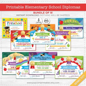Elementary School Graduation Diploma Certificates - Preschool ...