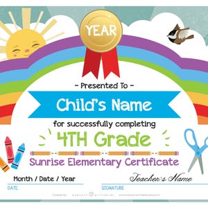 Elementary School Graduation Diploma Certificate - Kindergarten ...