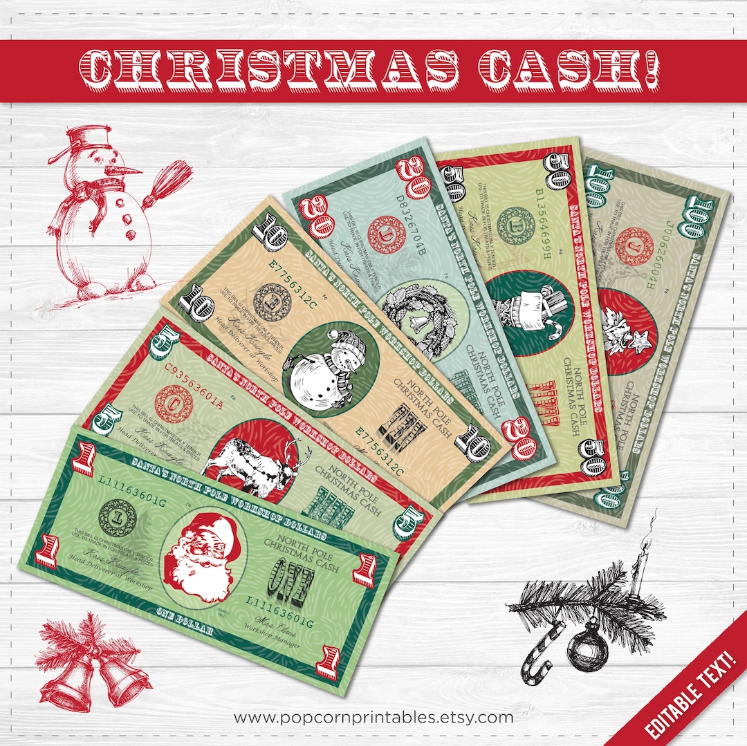 Christmas Cash Play Money Instant Download PDF File School Party ...