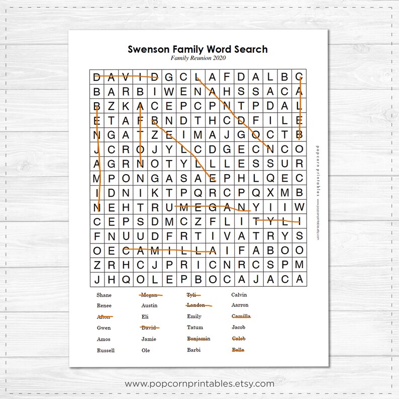 Customizeable Word Search Printable- Instant Download EDITABLE PDF- Fun ...