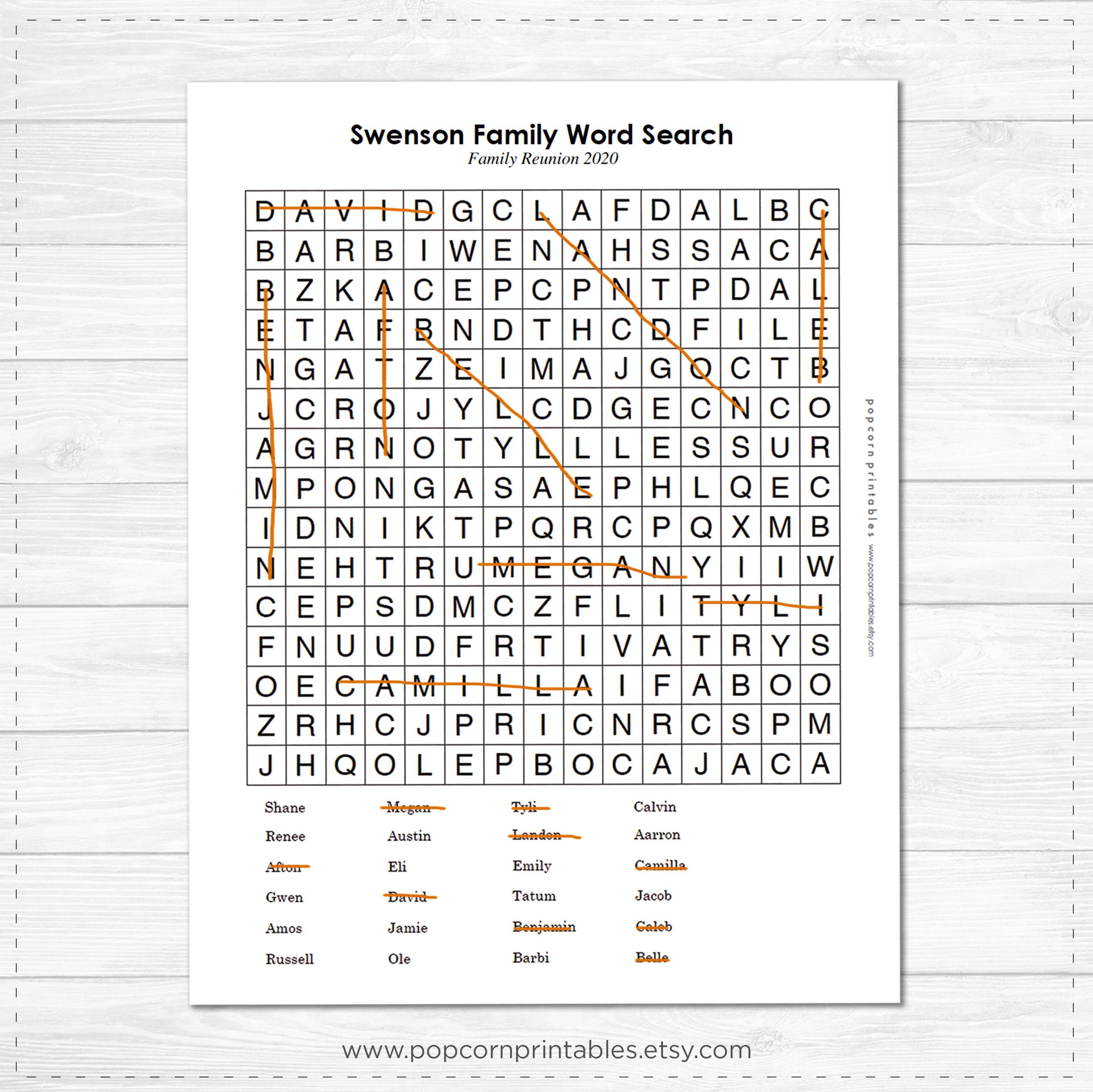 Customizeable Word Search Printable- Instant Download EDITABLE PDF- Fun ...