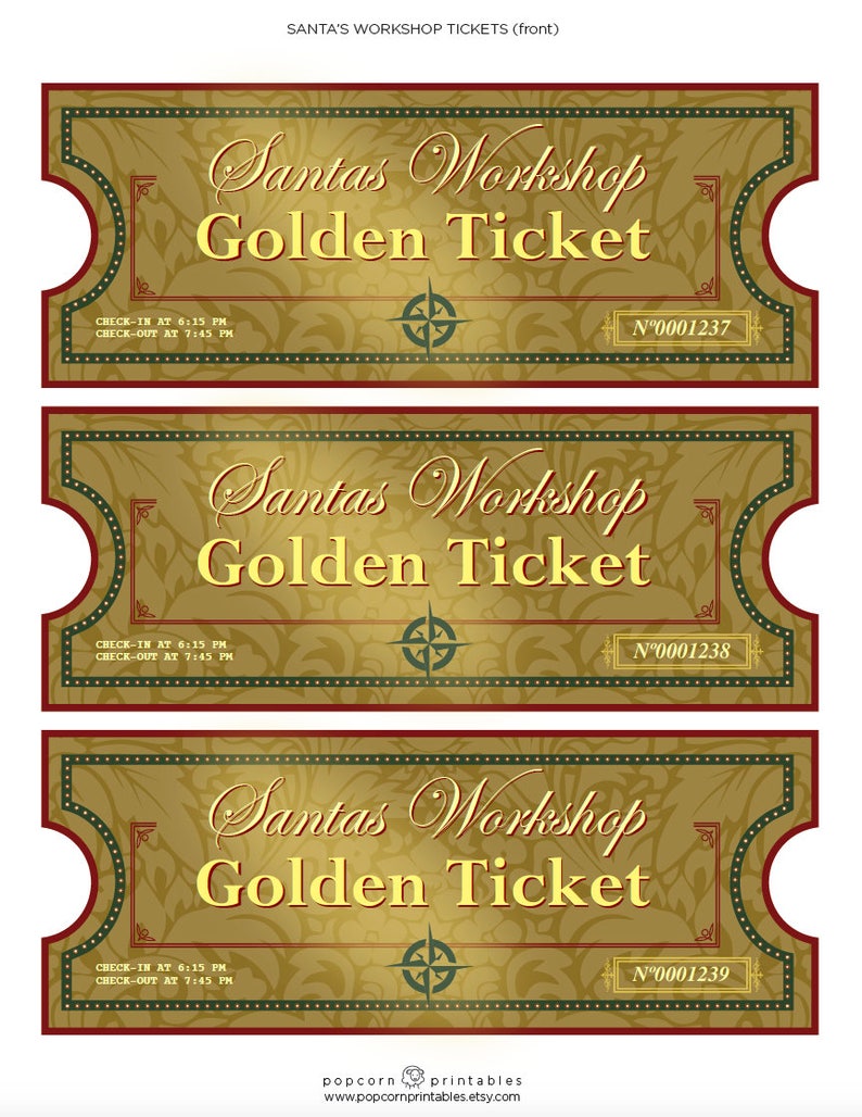 Santa's Workshop Tickets Instant Download PDF File - Etsy