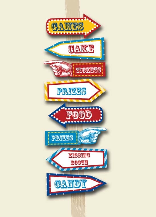 Carnival Party Signs Printable Editable Text PDF Instant - Etsy