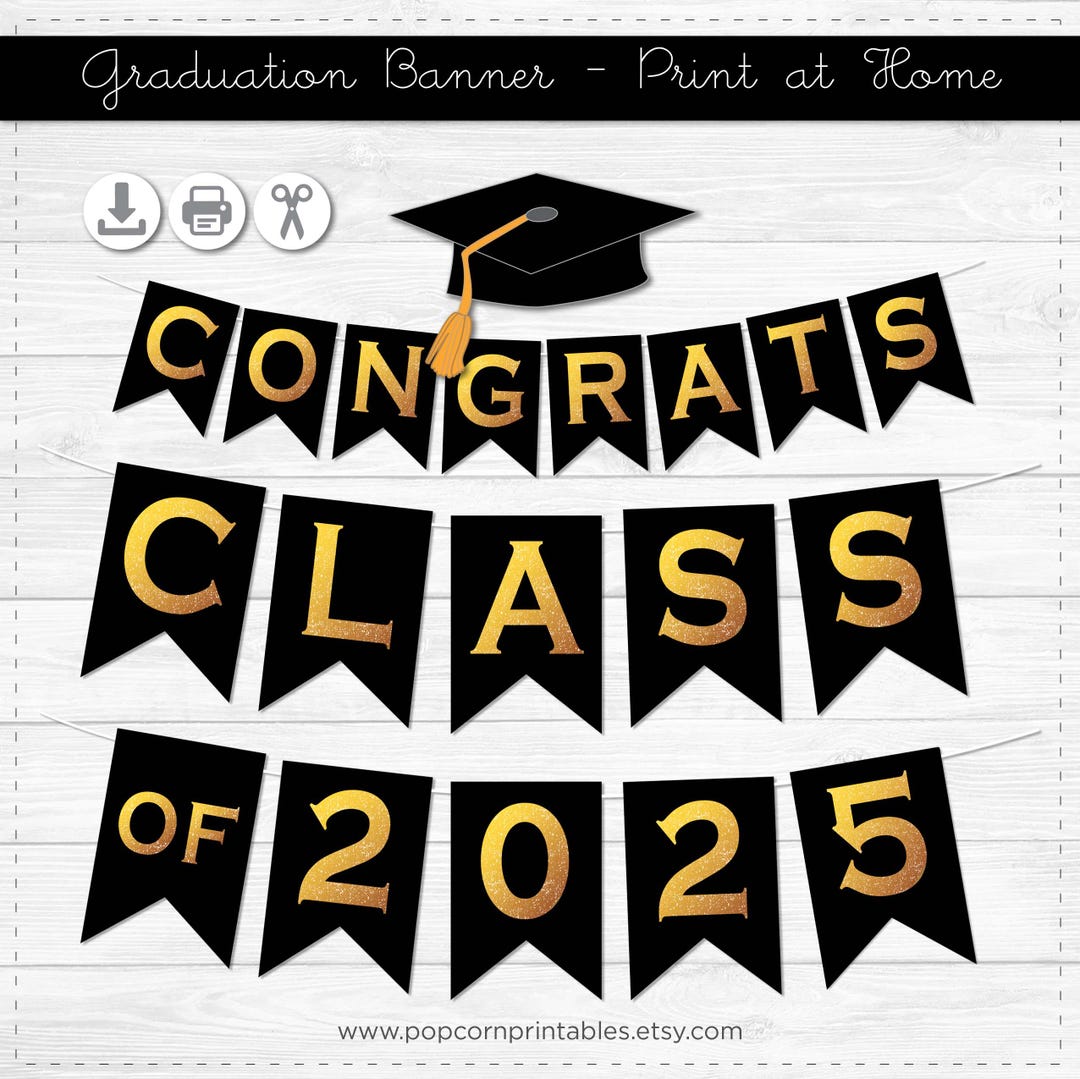 Printable Graduation Banner - Class of 2025 - FULL ALPHABET - Create ...