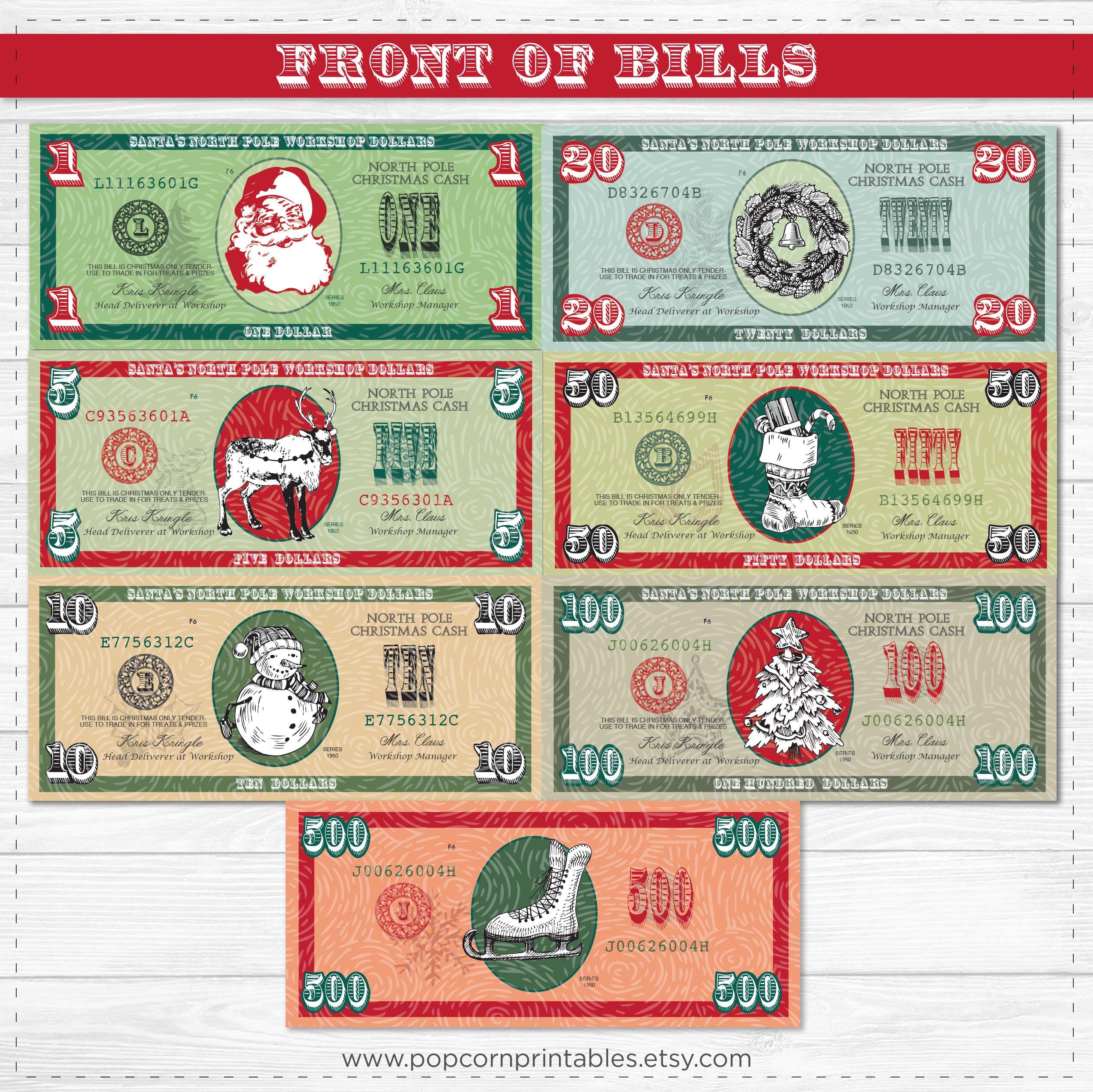 Christmas Cash - Play Money - Instant Download PDF File - School Party ...