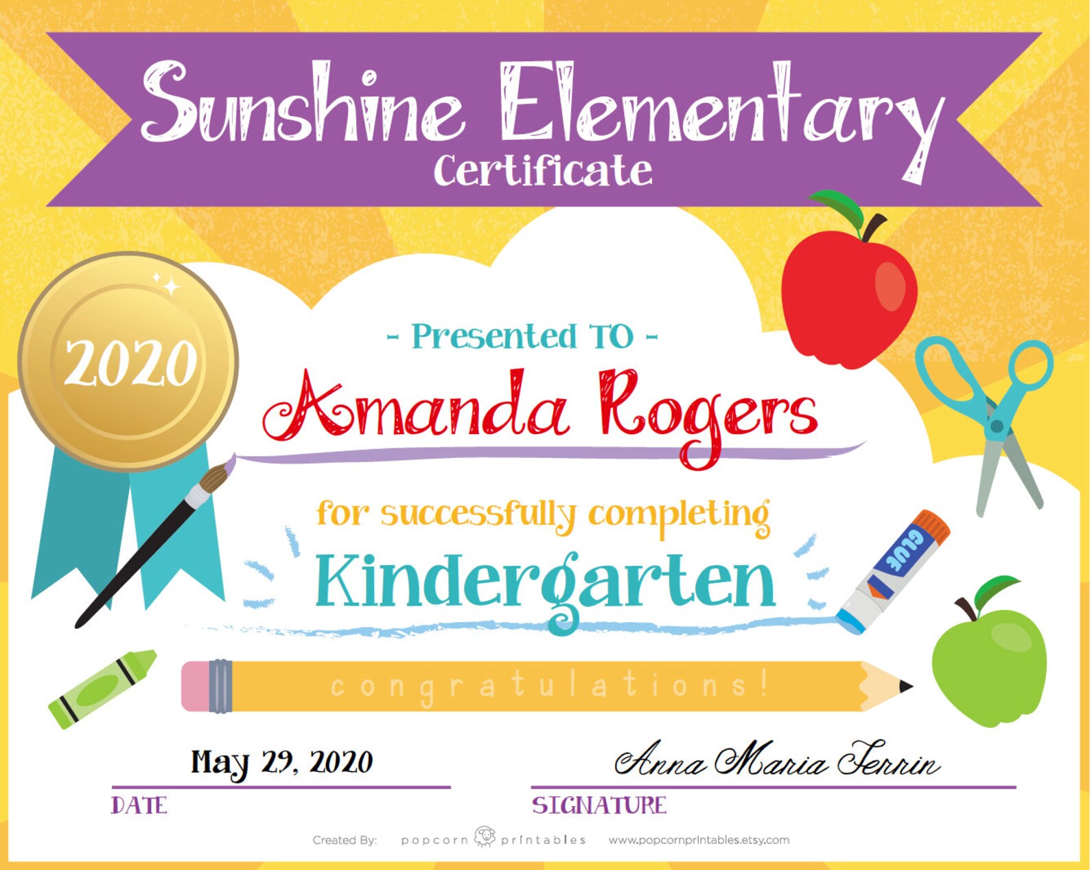 Elementary School Graduation Diploma Certificate - Etsy