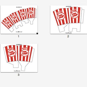 Popcorn Box Printable- Instant Download PDF- Carnival Popcorn- Red ...