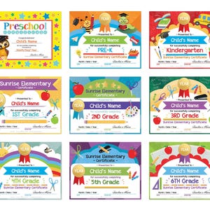 Elementary School Graduation Diploma Certificates - Preschool ...