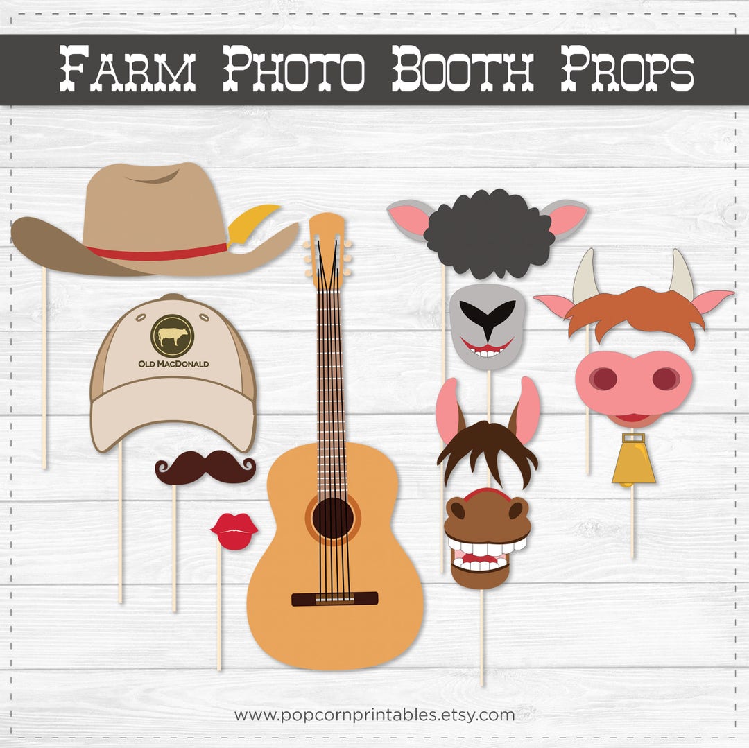 Cute Funny Farm Photo Booth Props- Diy Instant Download- Adobe Reader ...