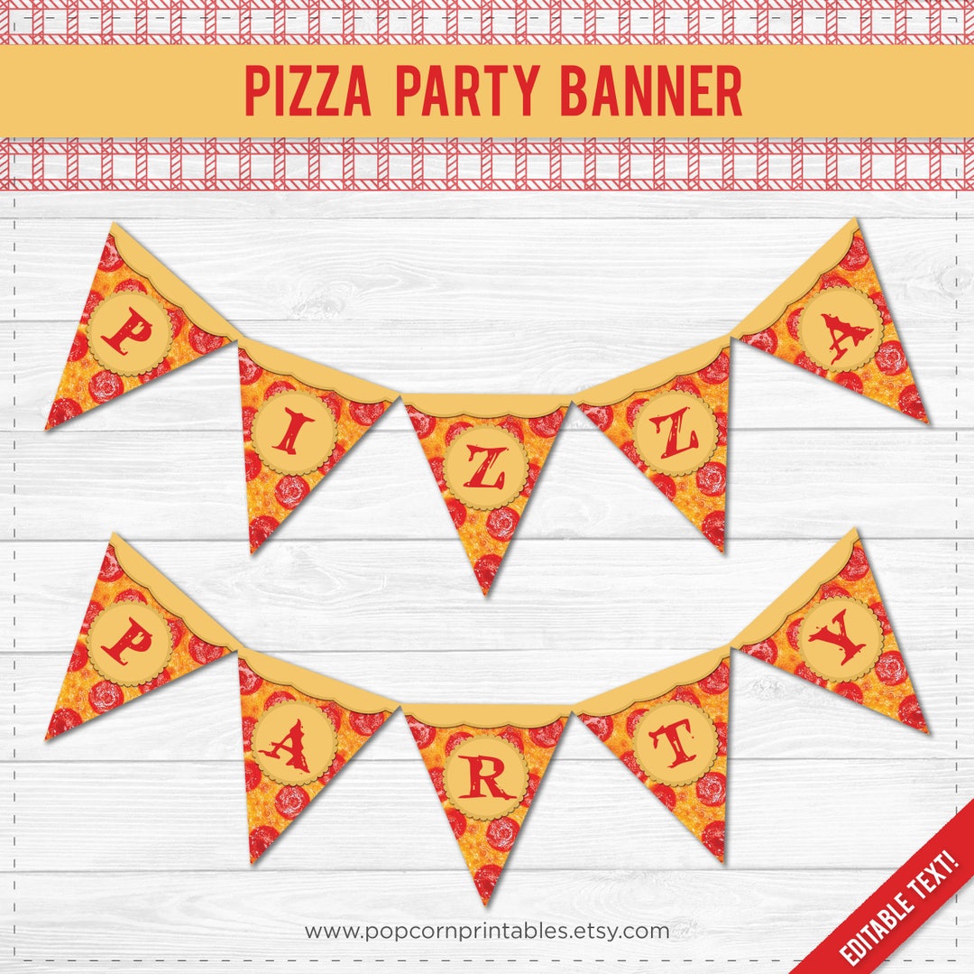 Pepperoni PIZZA Pennant Banner- Editable Text PDF- Instant Download ...