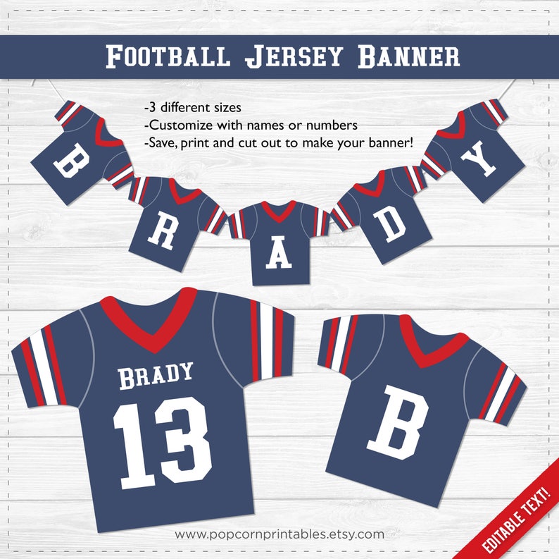 Football Jersey Banner Sports Game Instant Download PDF | Etsy