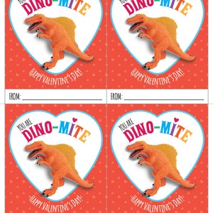 Printable Valentine's Day Dino-mite Card 4X5 PDF - Etsy