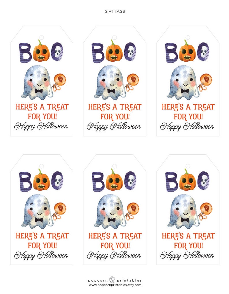 Boo Here's a Treat for You Gift Tags Halloween Gift Tags | Etsy
