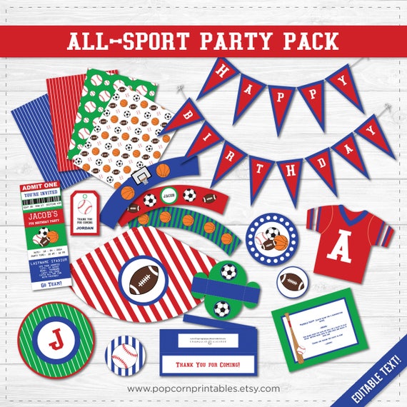 All Sports Party Package Printable Birthday Collection - Etsy