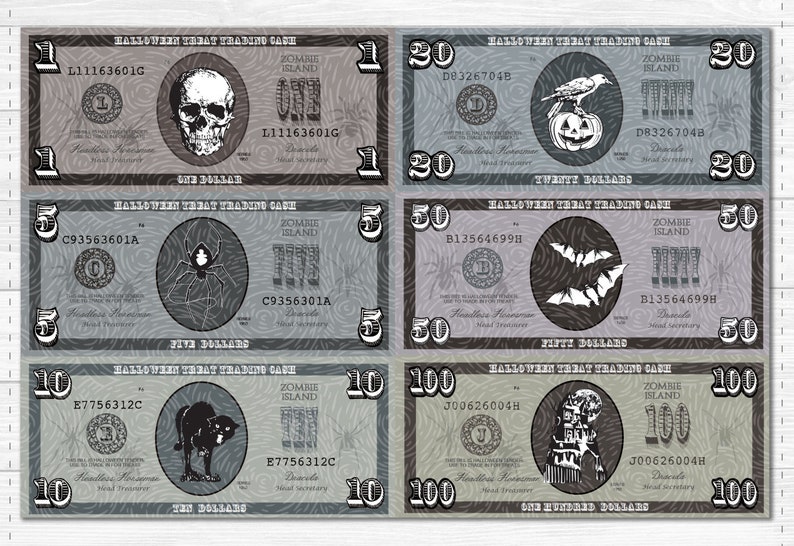 Halloween Cash Play Money Instant Download PDF File - Etsy Canada