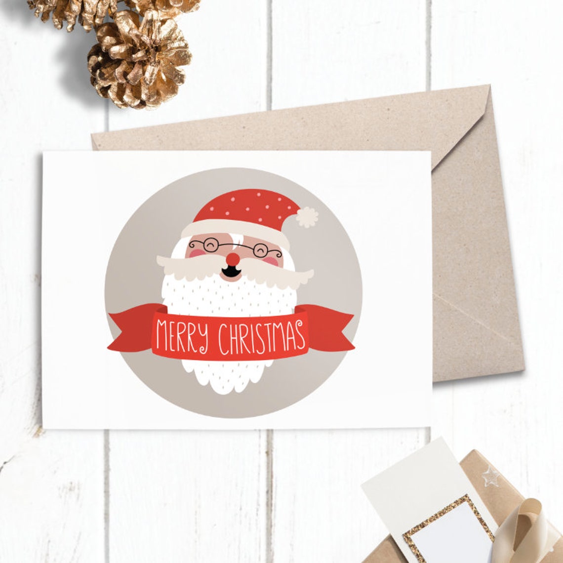 Santa Clause Printable Greeting Card 5X7 PDF Instant - Etsy