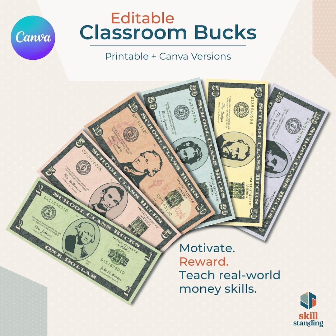Editable Classroom Bucks – Printable Classroom Money System | Reward ...