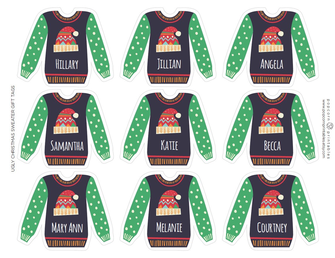 Ugly Christmas Sweater Gift Tags Printable Instant Download - Etsy