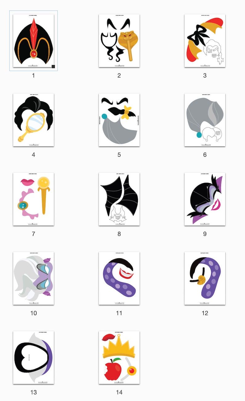 Villains Photo Booth Props Lips & Hair DIY Instant - Etsy