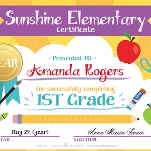 Elementary School Graduation Diploma Certificates Preschool ...