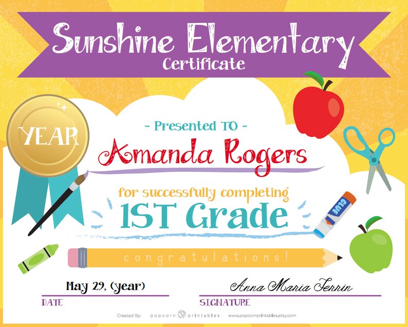 Elementary School Graduation Diploma Certificates Preschool - Etsy