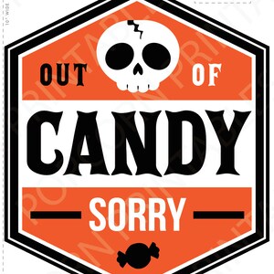 Out of Candy Halloween Door Sign - Printable- Instant Download - PDF ...