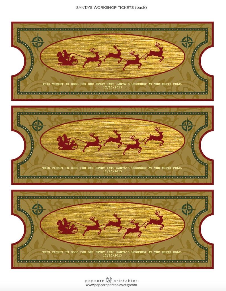 Santa's Workshop Tickets Instant Download PDF File - Etsy