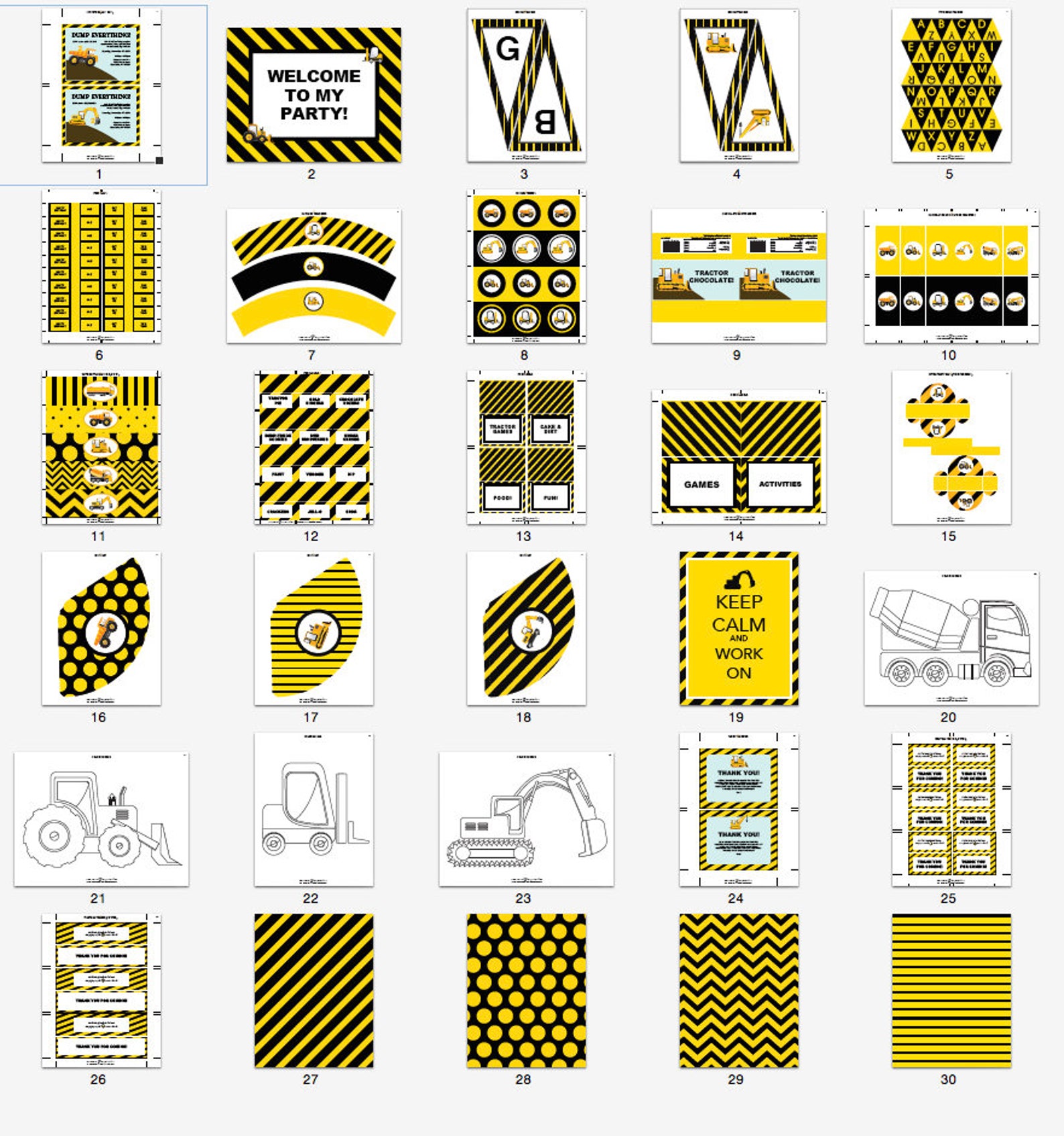 Construction Site Printable Party Package Birthday - Etsy