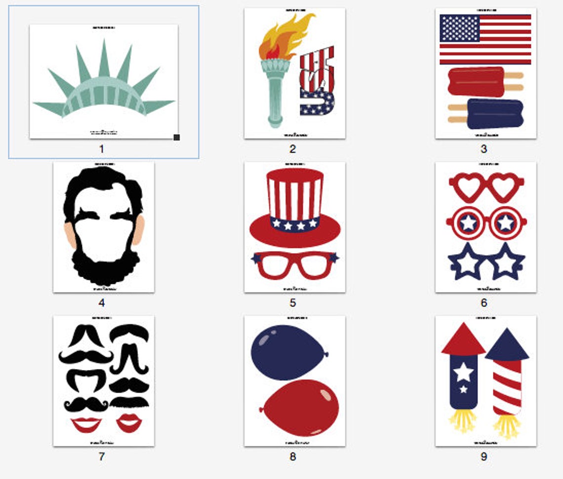 4th of July Photo Booth Props Diy Instant Download Adobe - Etsy