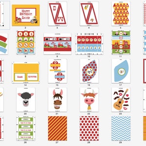 Cute Farm Animal Printable Party Package- Birthday Collection- Fully ...